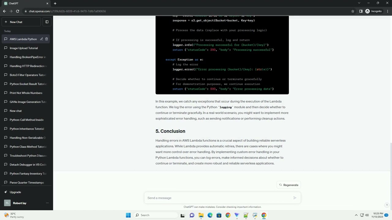 AWS Lambda Handle Error in Python Without Lambda Retrying