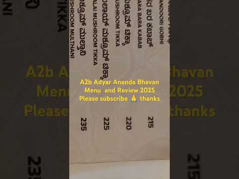 A2B Adyar Ananda Bhavan Batharahalli branch review 2025 #a2b #branch #menu