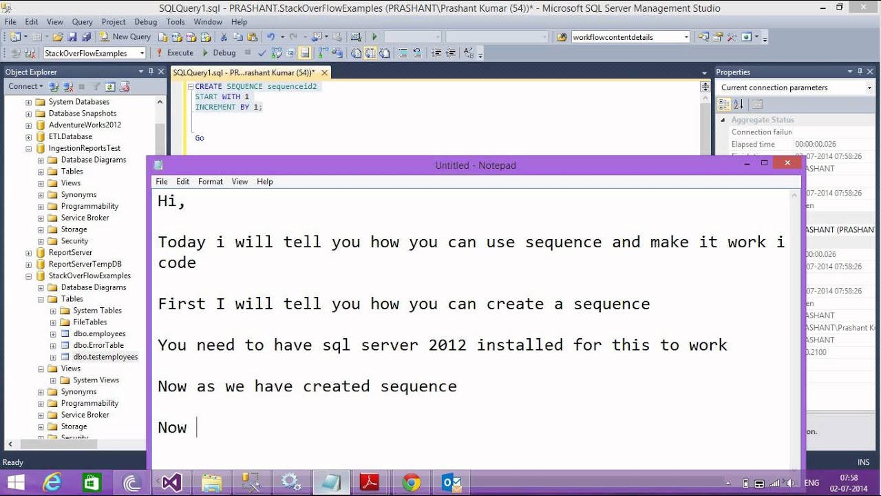 Using Sequence in Sql Server 2012 tutorials