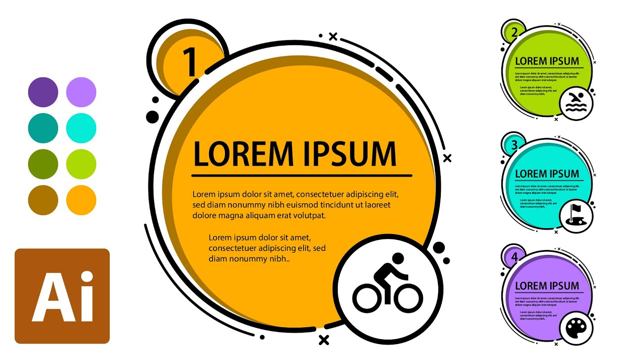 How to Create Steps Infographic Design (3) | Adobe Illustrator Tutorials