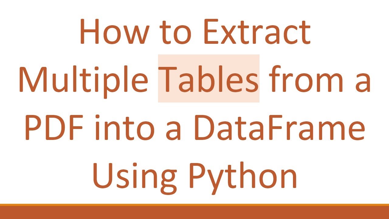 How to Extract Multiple Tables from a PDF into a DataFrame Using Python