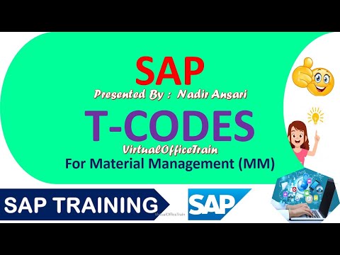 SAP T codes for Material Management MM