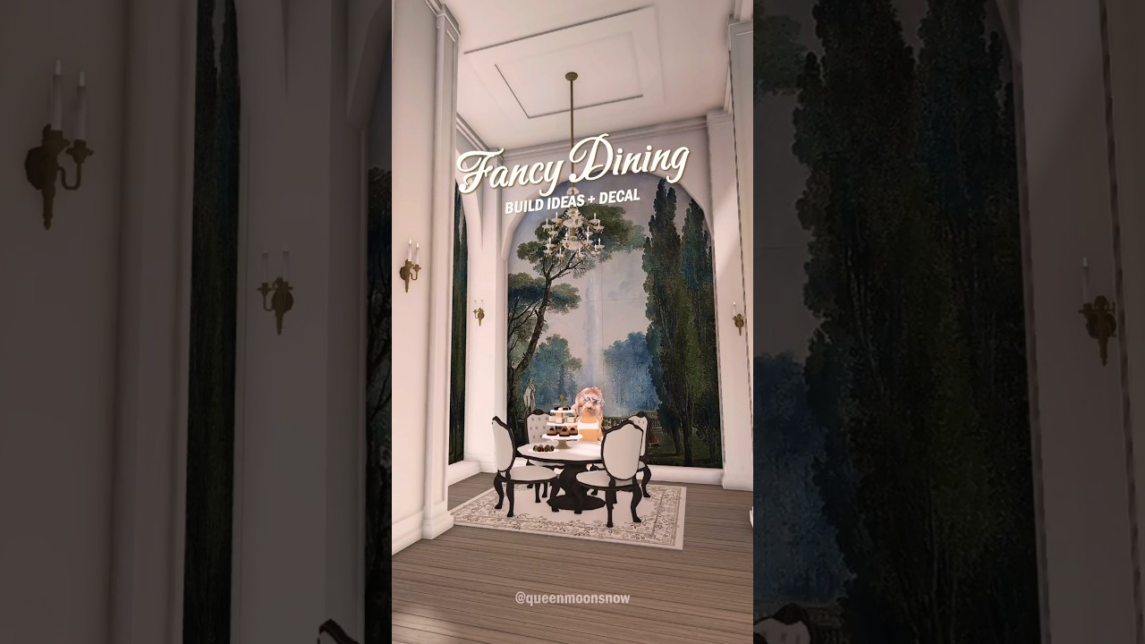 bloxburg fancy dining room, custom cakes, dessert tray, house build hack ideas decal 🍰 #bloxburg