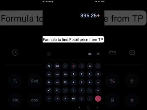 How to find retail price from trade price examples that which profit margin TP to RP is 15%