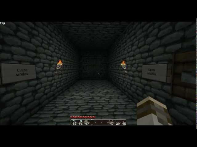 4x4 piston's work - Glass window and secret floor with traps Minecraft Map