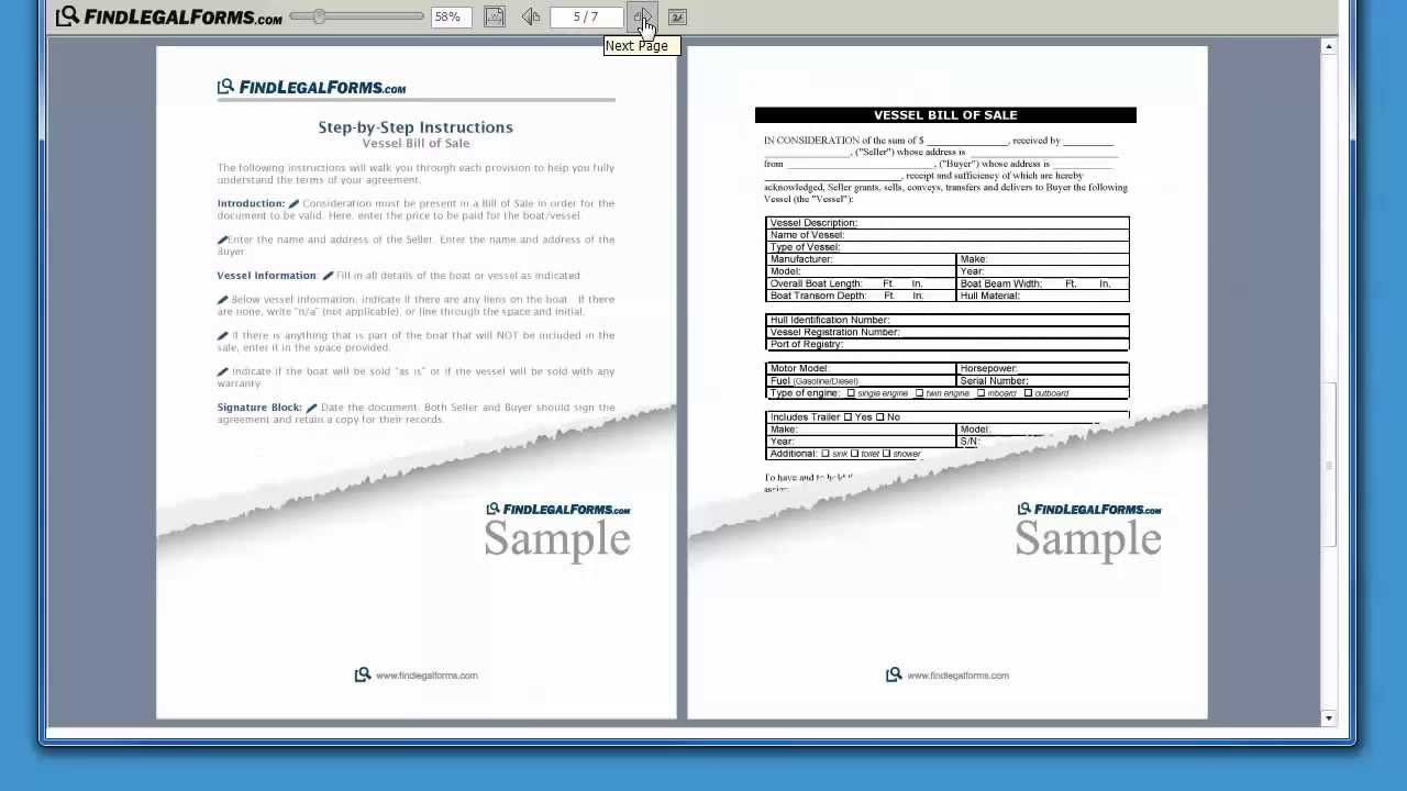 Boat Bill Of Sale Form Sample