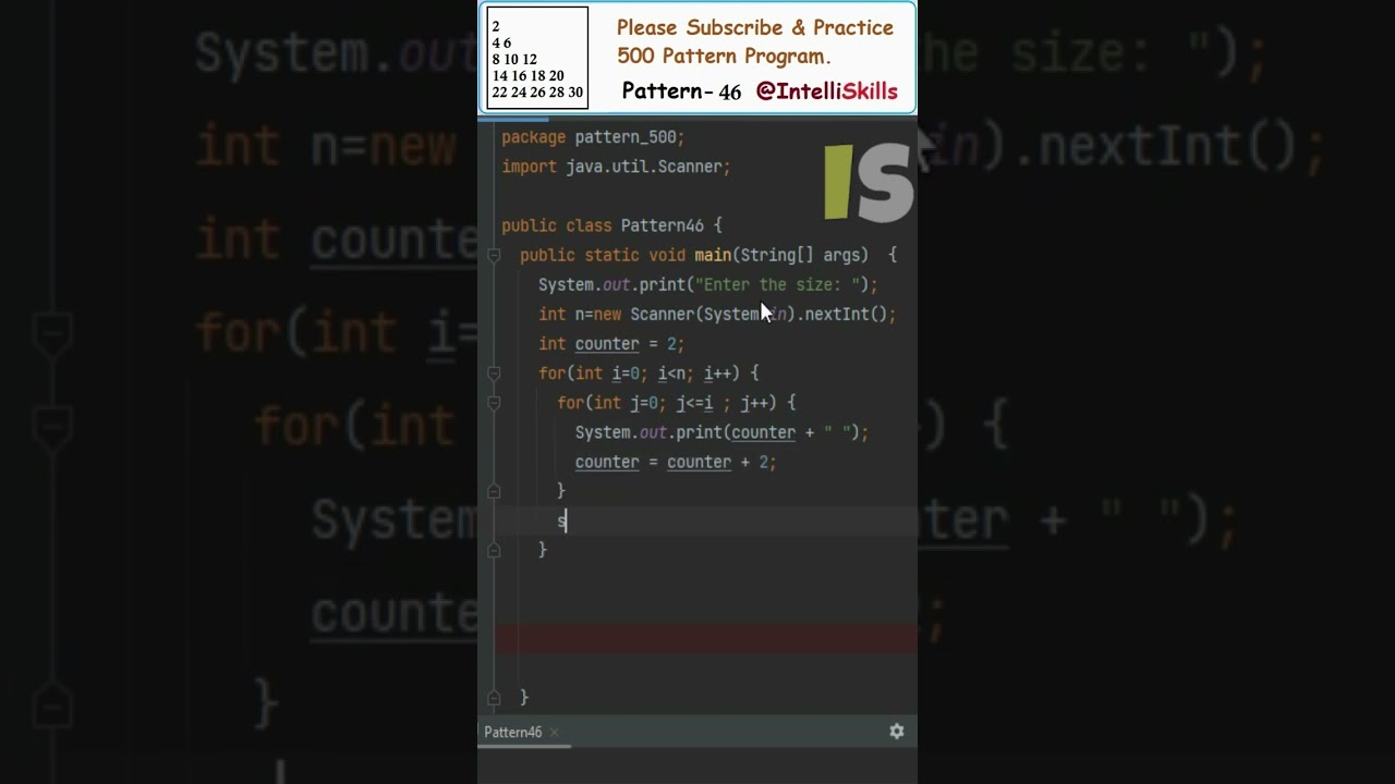 Java Pattern-46 | 500 Java Pattern Programs #shorts #java #coding #programming