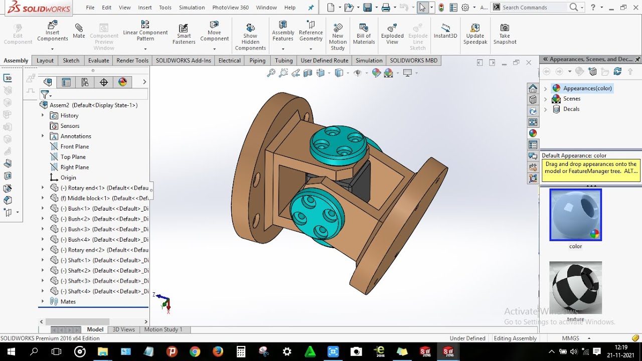 How to design Universal joint in solidworks