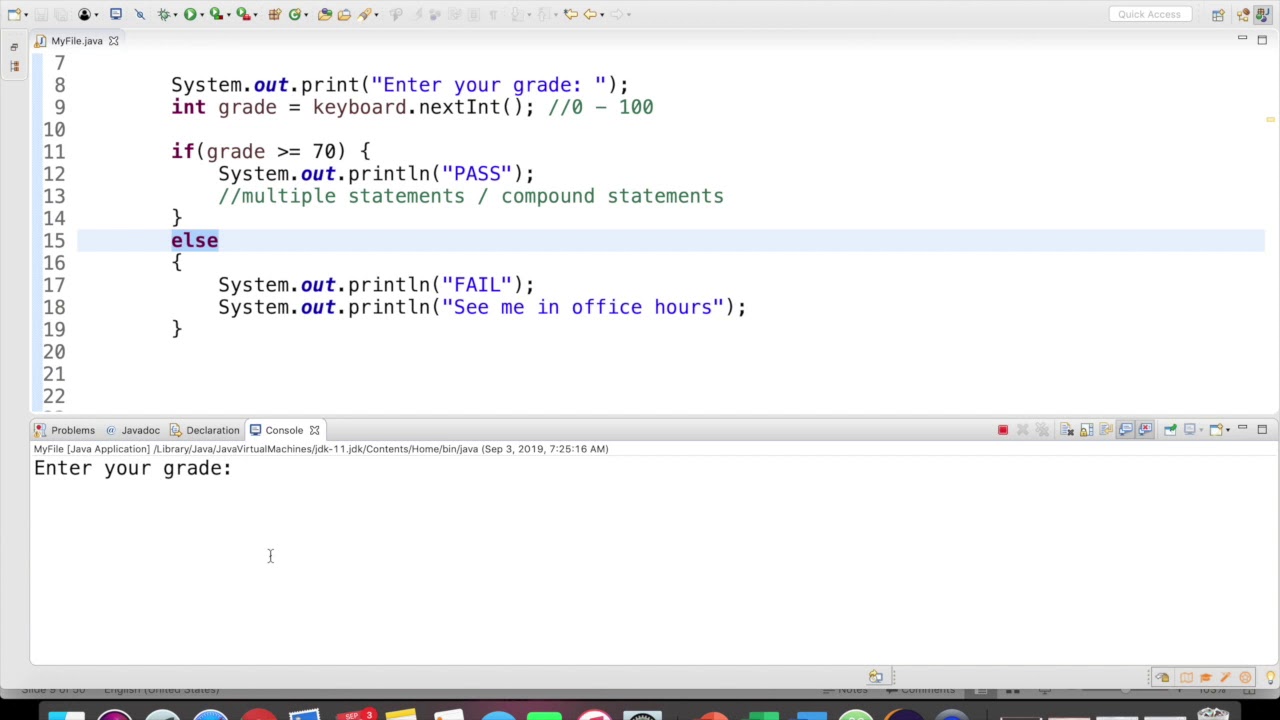 Branching - Basic if/else Statements with Java