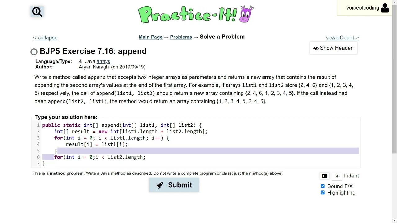 Exercise 7.16 (append) Java Tutorial || Practice-It