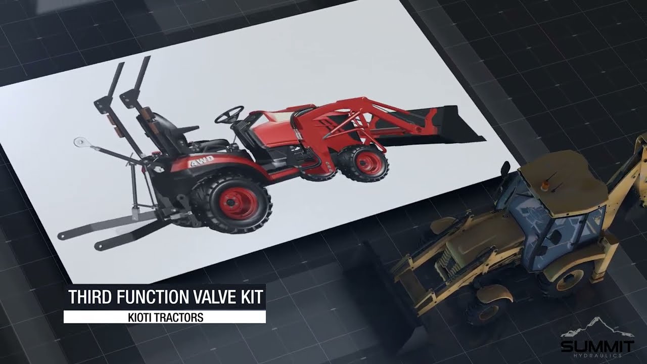 Summit Hydraulics Kioti CS Series Third Function Kit 3D Installation