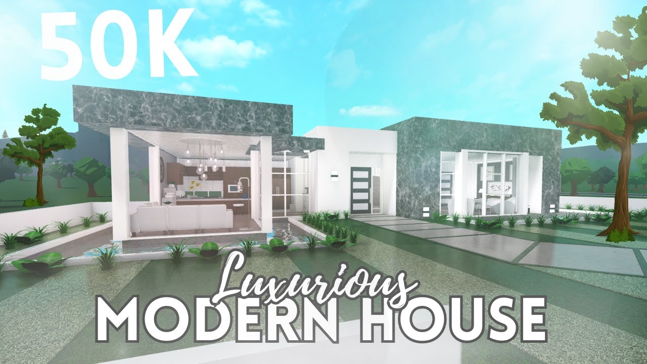 Building a Luxurious Modern House in Bloxburg Under 50k - Roblox Build Tutorial