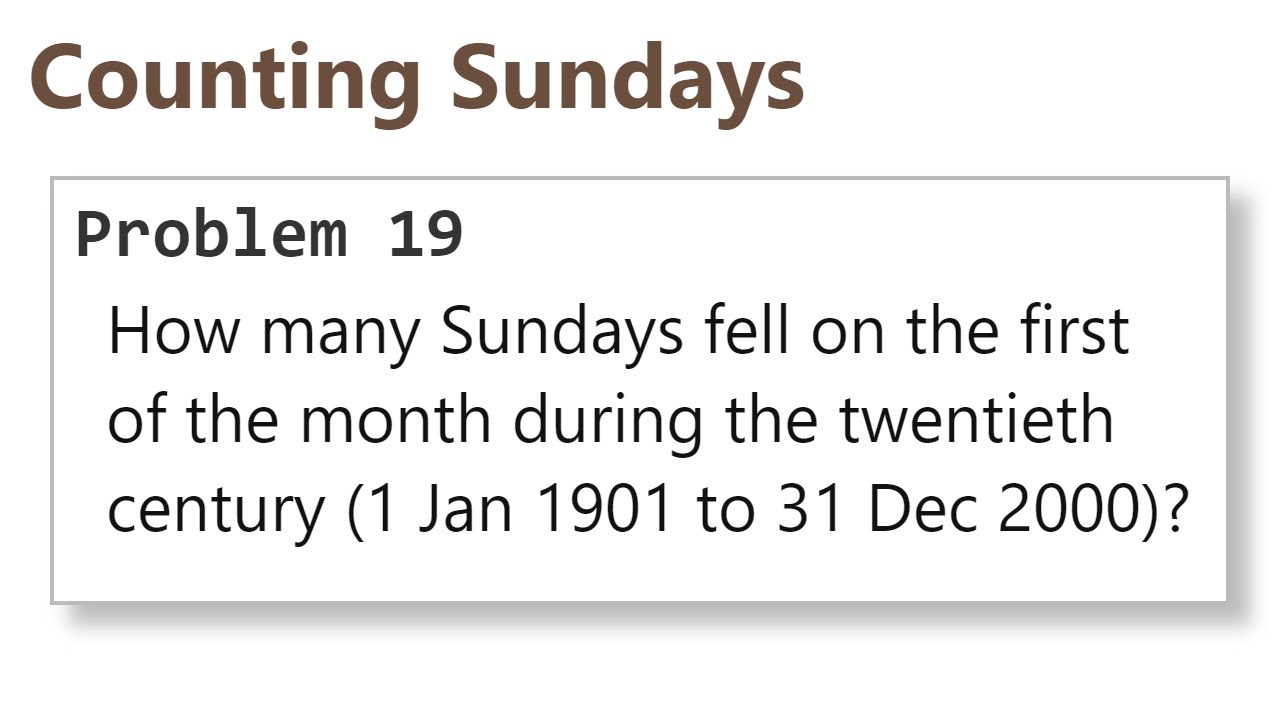 Project Euler: Problem 19 (C/C++)