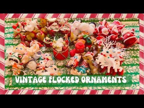 VINTAGE CHRISTMAS FLOCKED ORNAMENT COLLECTION