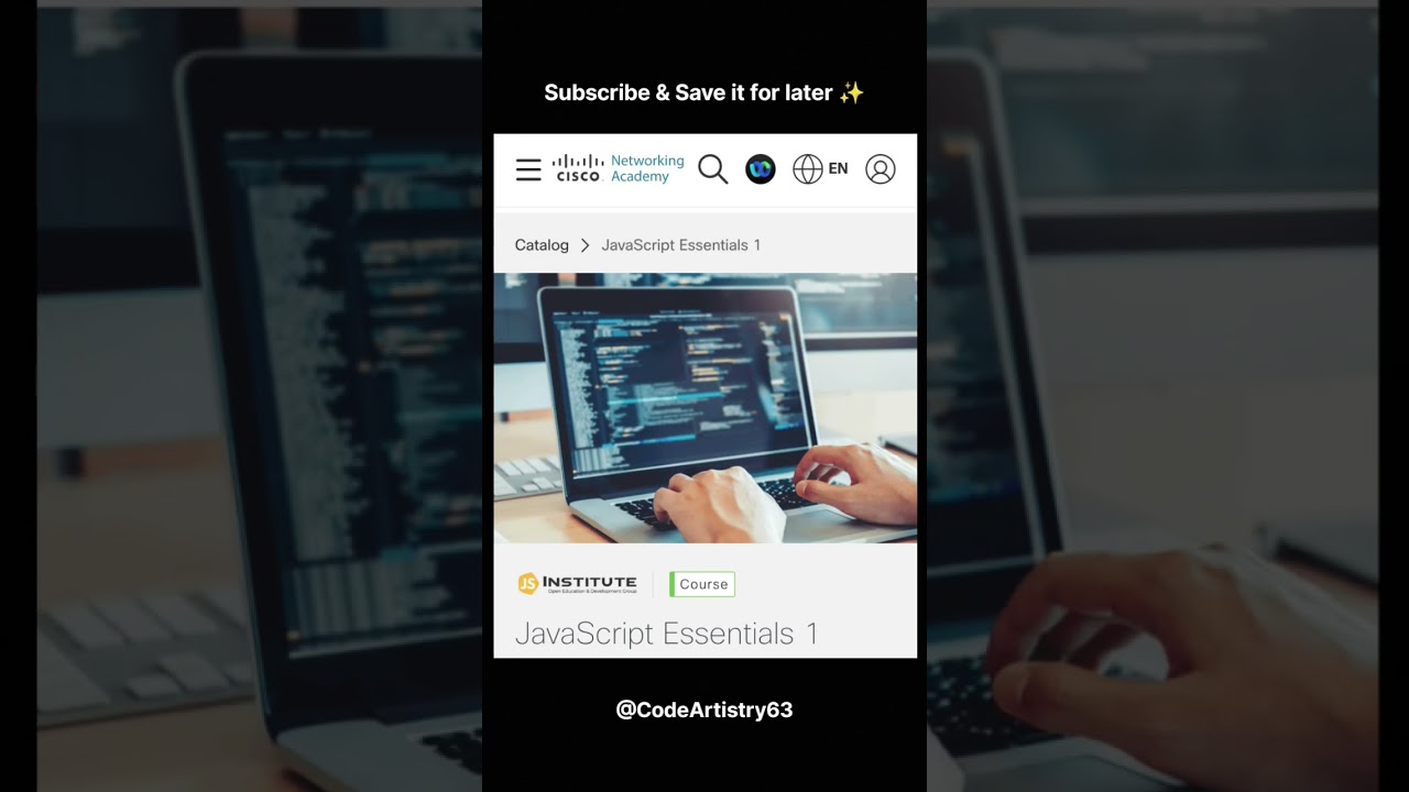 JavaScript Essential 1 Free Certification by CISCO... #javascript #freecertificationcourses