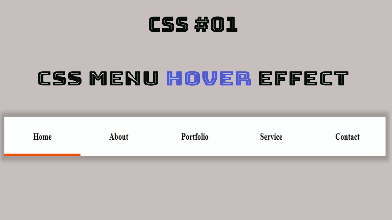 Menu Hover Effect with Html and CSS | Navigation Bar Hover Effect