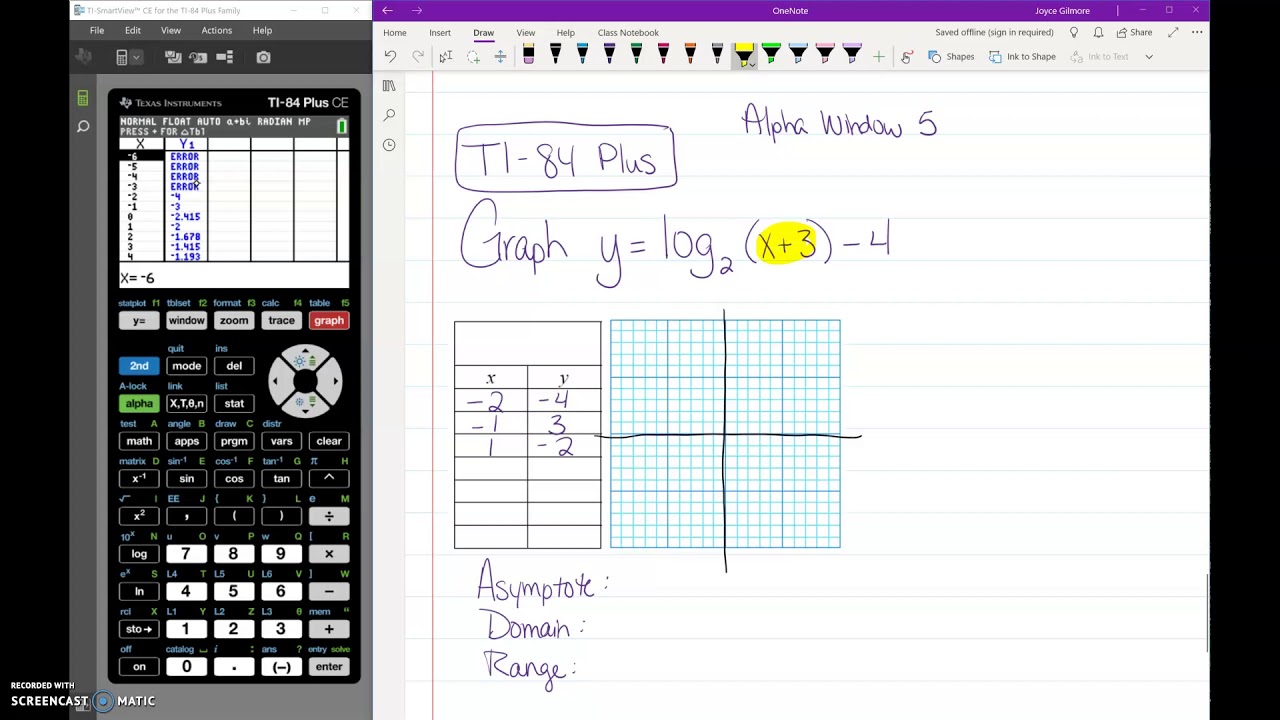 Graph logarithmic functions using TI 84