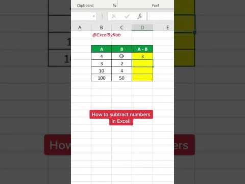 How to Subtract Numbers in Excel! #excel