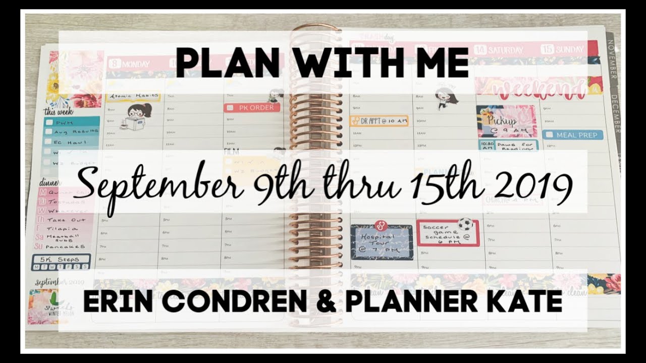 Planifiez avec moi | Du 9 au 15 septembre 2019 | Erin Condren et la planificatrice Kate |