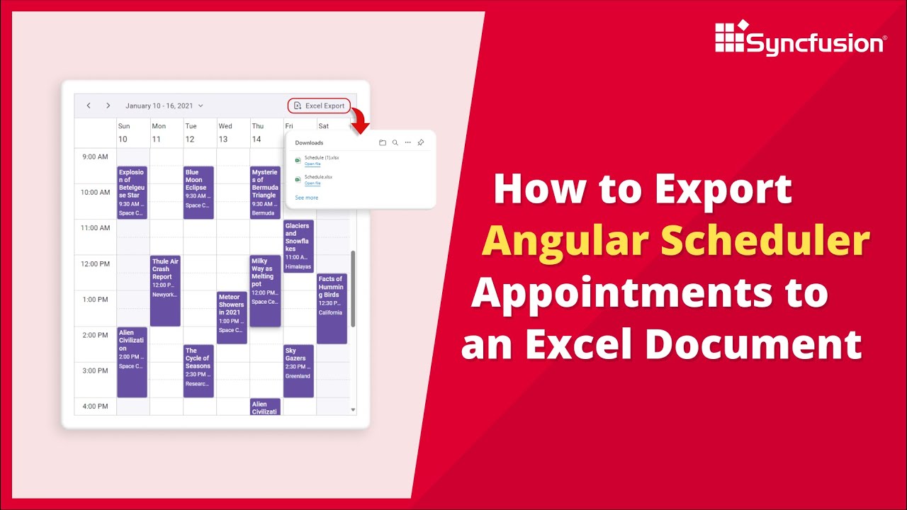 How to Export Angular Scheduler Appointments to an Excel Document