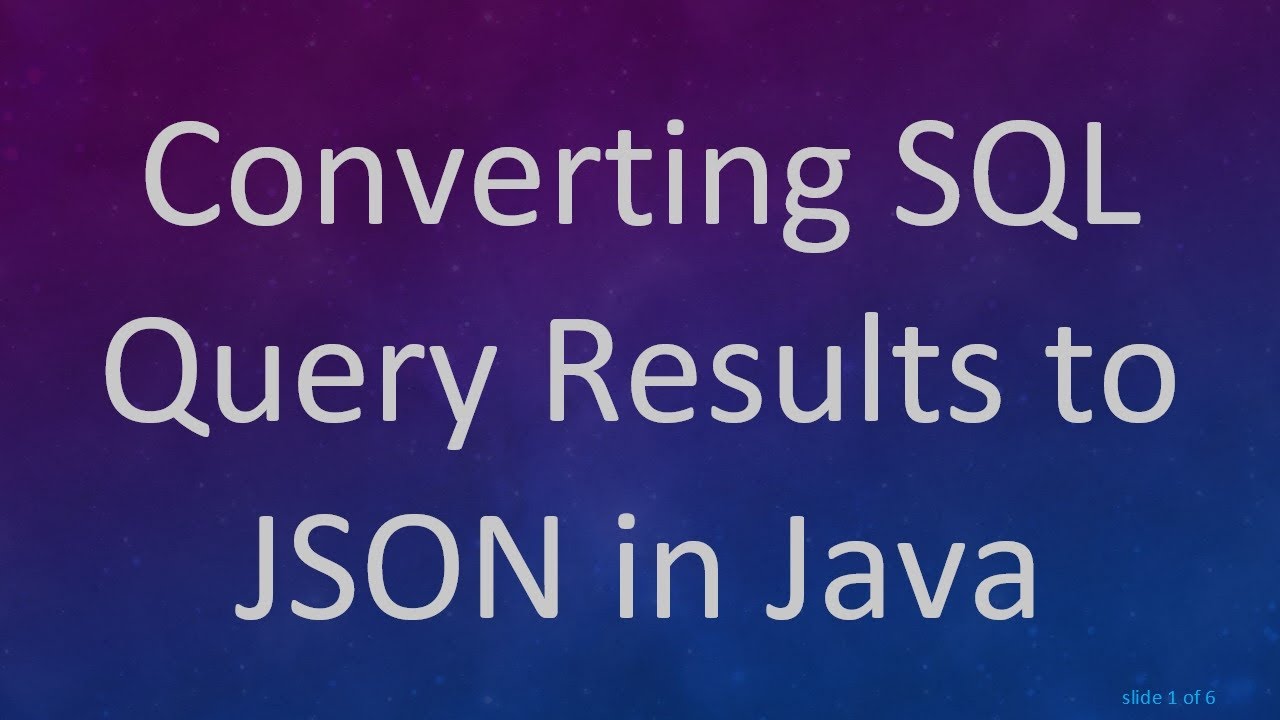 Converting SQL Query Results to JSON in Java