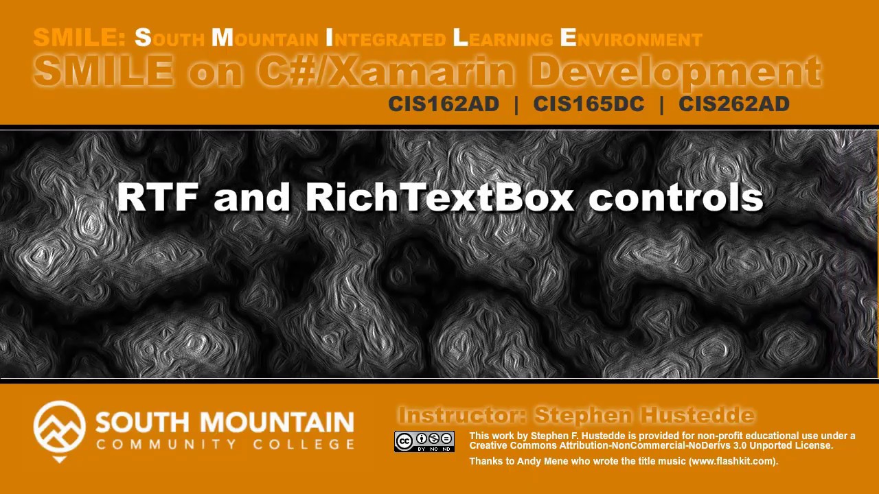 C#/Xamarin Cohort 16F -  RTF and RichTextBox controls