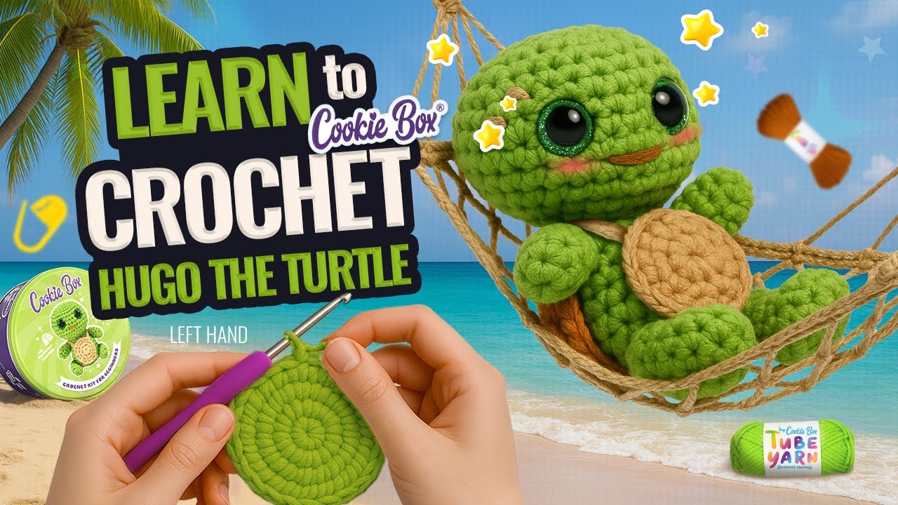 HOW TO CROCHET 🧶 for Beginners (Left-Handed) – Hugo the Turtle Easy Amigurumi | Cookie Box TUTORIAL