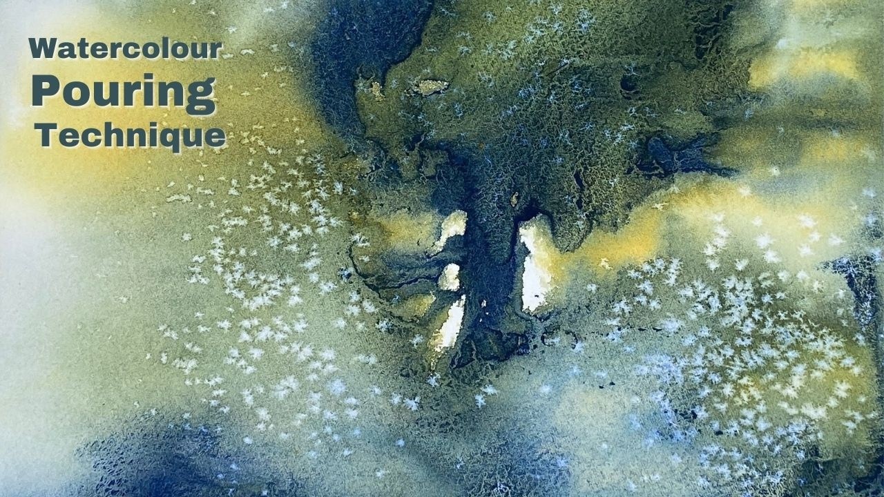 Semi Abstract Painting Using Pouring Techniques in Watercolour