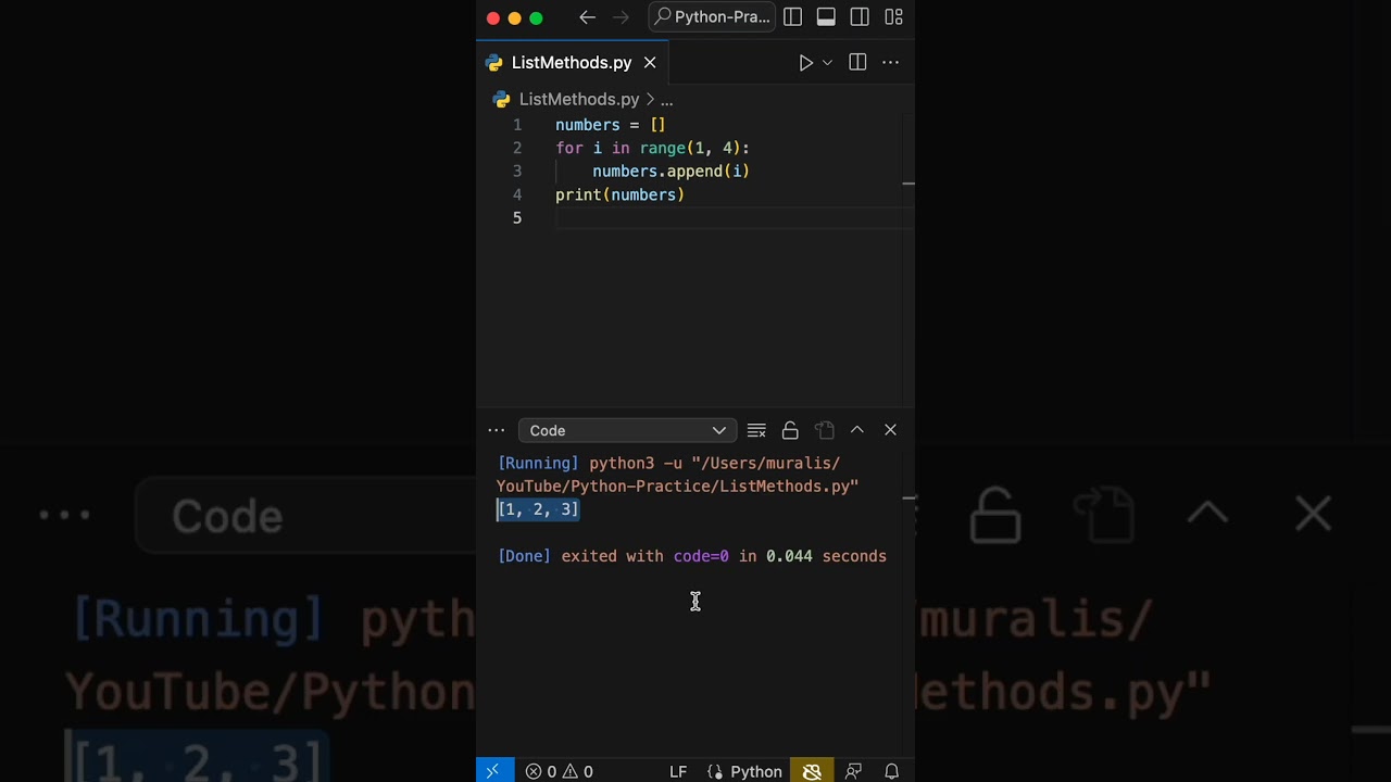 Mastering Python List Append Method | Add Elements with Ease #shorts