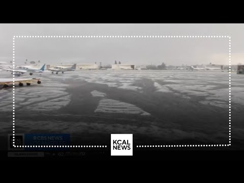 Thunderstorm drops quarter-sized hail on Van Nuys Airport