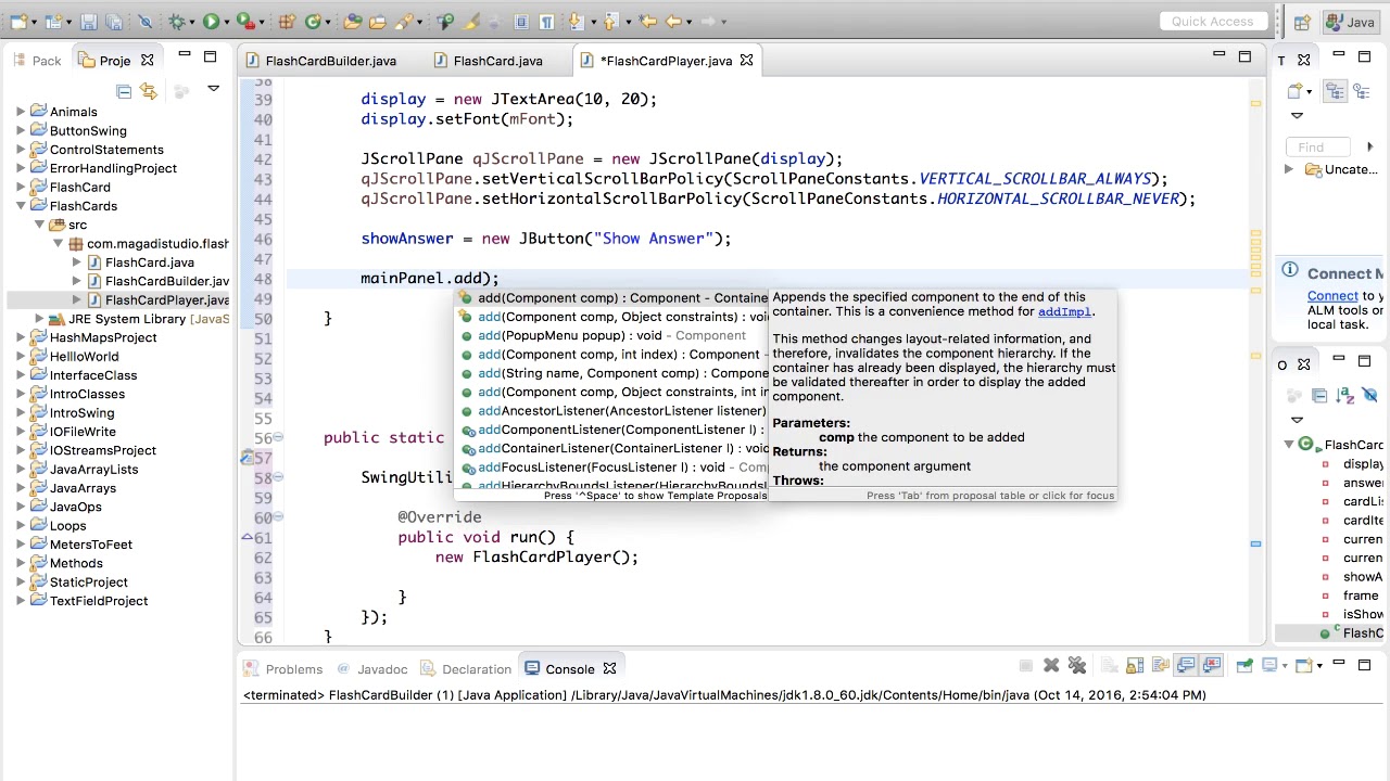 055 Lets Build a Java Swing Application   FlashCard   5