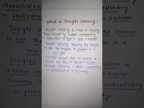 What is INSIGHT LEARNING ? Class.11 PSYCHOLOGY Ch.6 Learning.