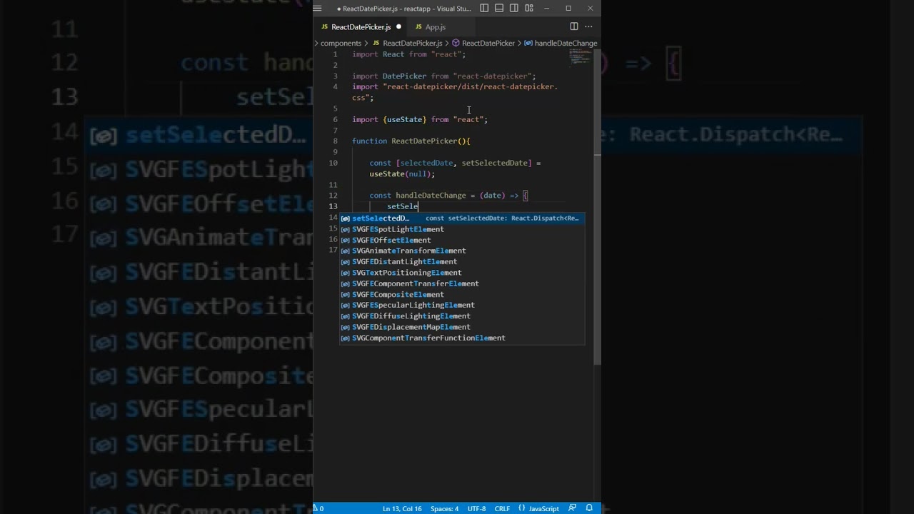 Adding Calendar / Date Picker in ReactJS Application #reactjs #reactjstutorial #programming #coding