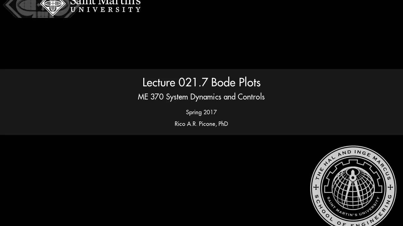 System Dynamics and Controls: Lecture 021.7 Bode Plots Part I.