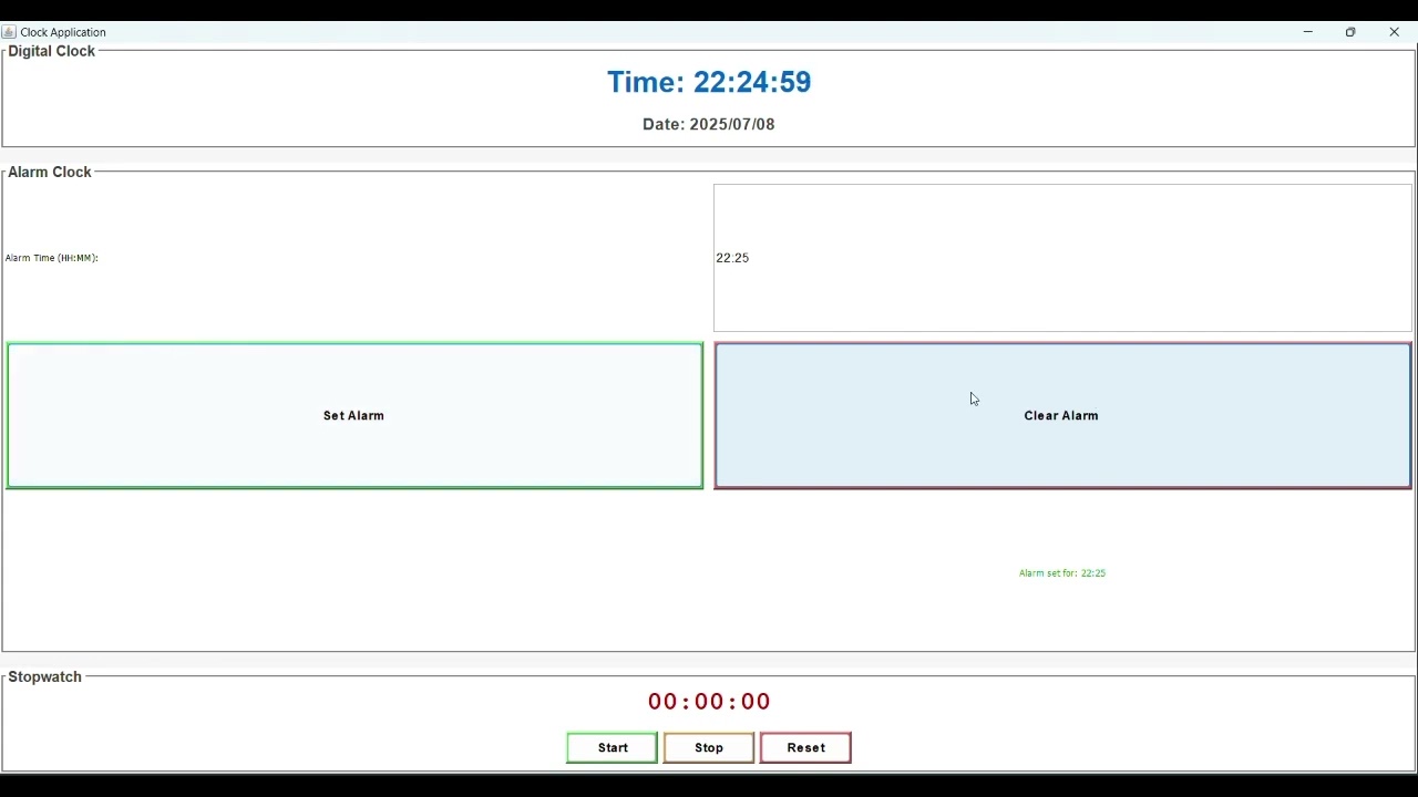 Clock Application using Java GUI