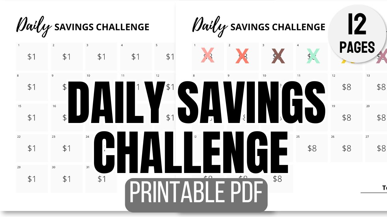 Daily Savings Challenge Printable PDF