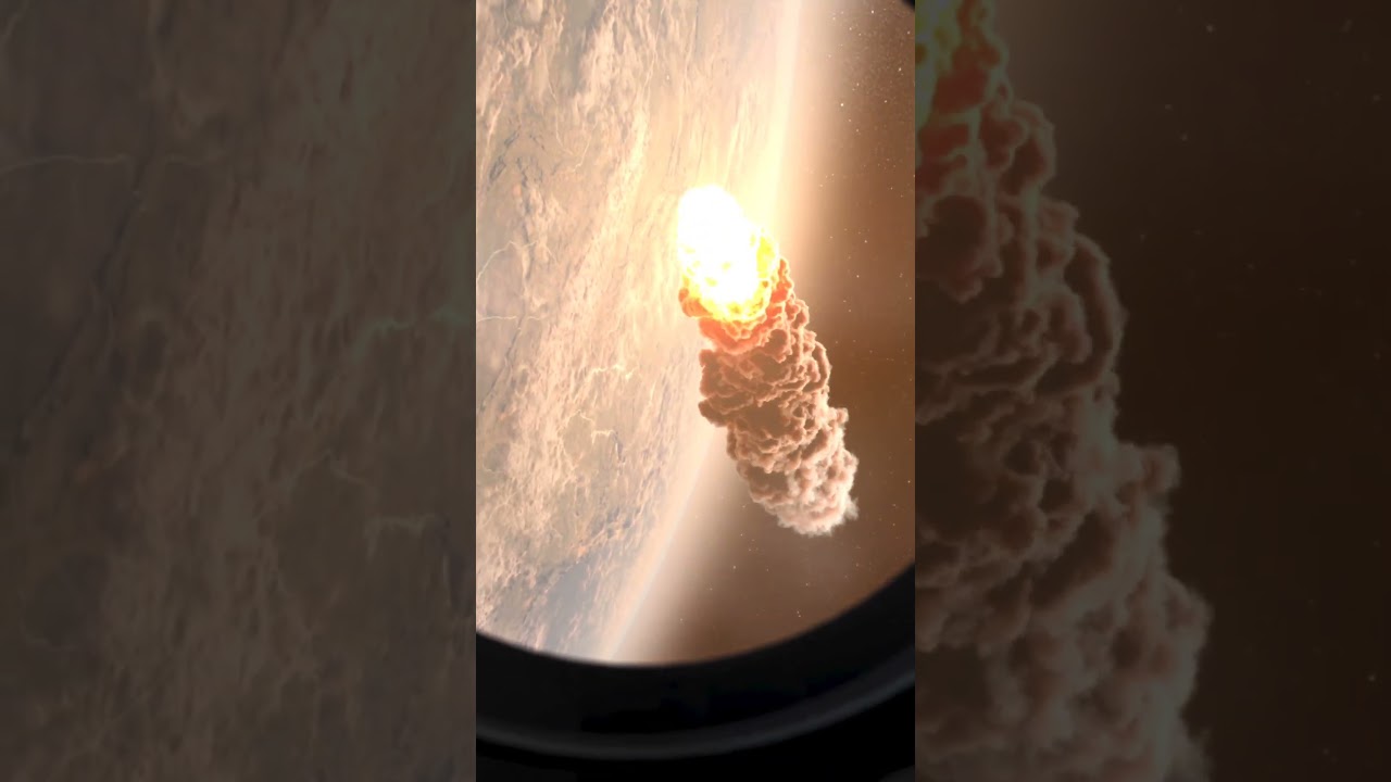 ilustração de um meteoro caindo visto do espaço