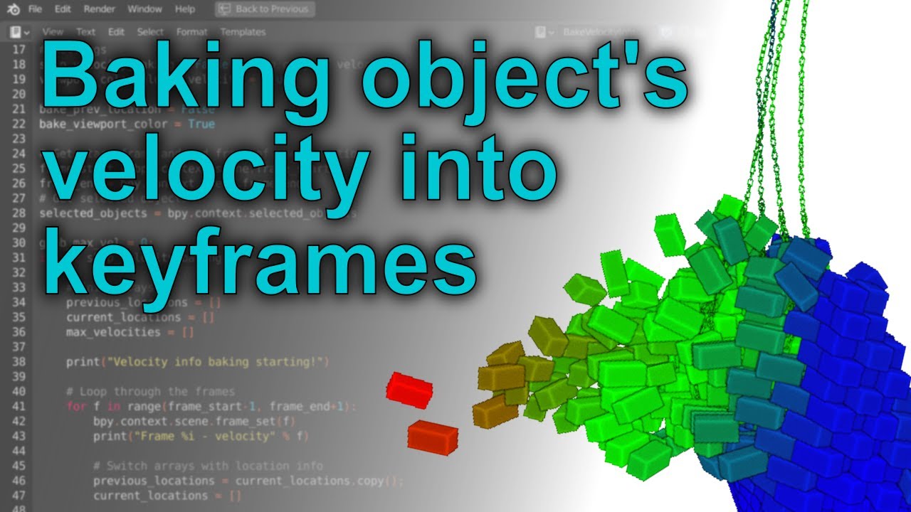 Baking object's velocity into keyframes with python script in Blender 2.93