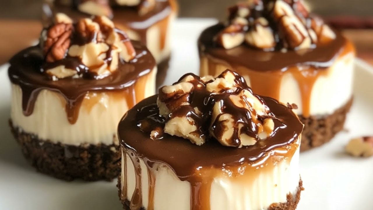 How to Make Mini Turtle Cheesecakes | The Ultimate Bite-Sized Dessert Recipe 🍫🍯🥜