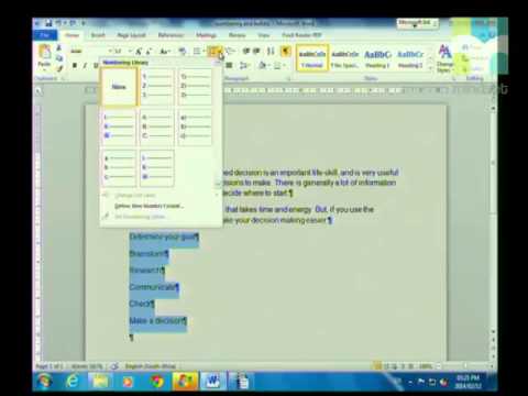 09 Apply Numbering and Bullets in Word Processing