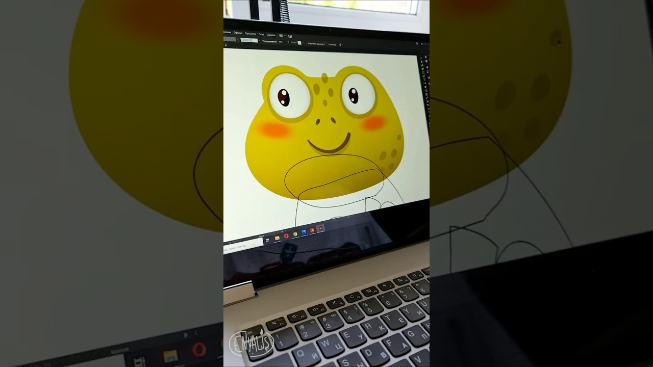 Drawing a cute and funny frog 🐸 #adobeillustrator #drawing #drawingprocess#vectorart