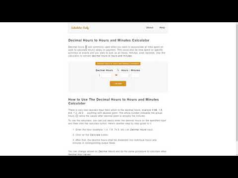 Decimal Hours to Hours and Minutes Calculator