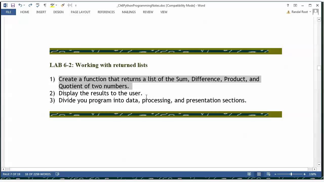 Python Module 06 07 Lab 6 2 Starter