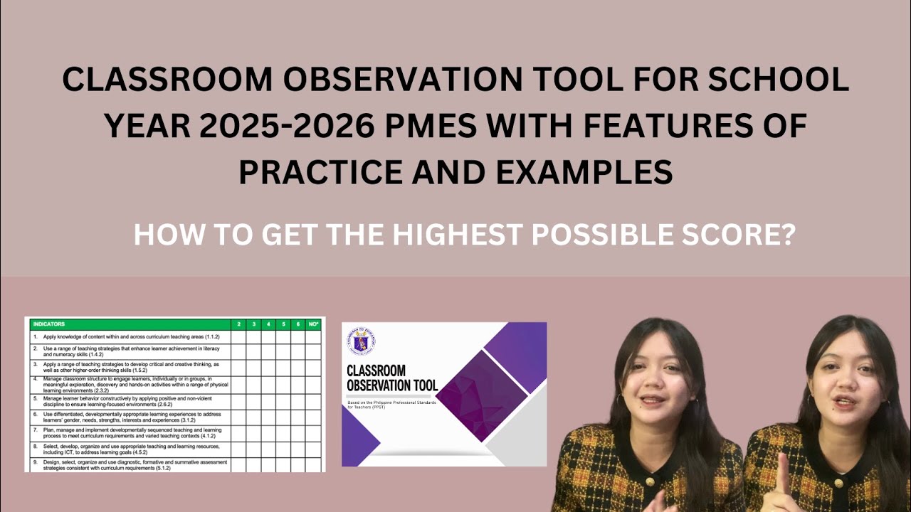 COT for TEACHERS I-III SY 2025-2026 | Observable Indicators with Features of Practice and Examples