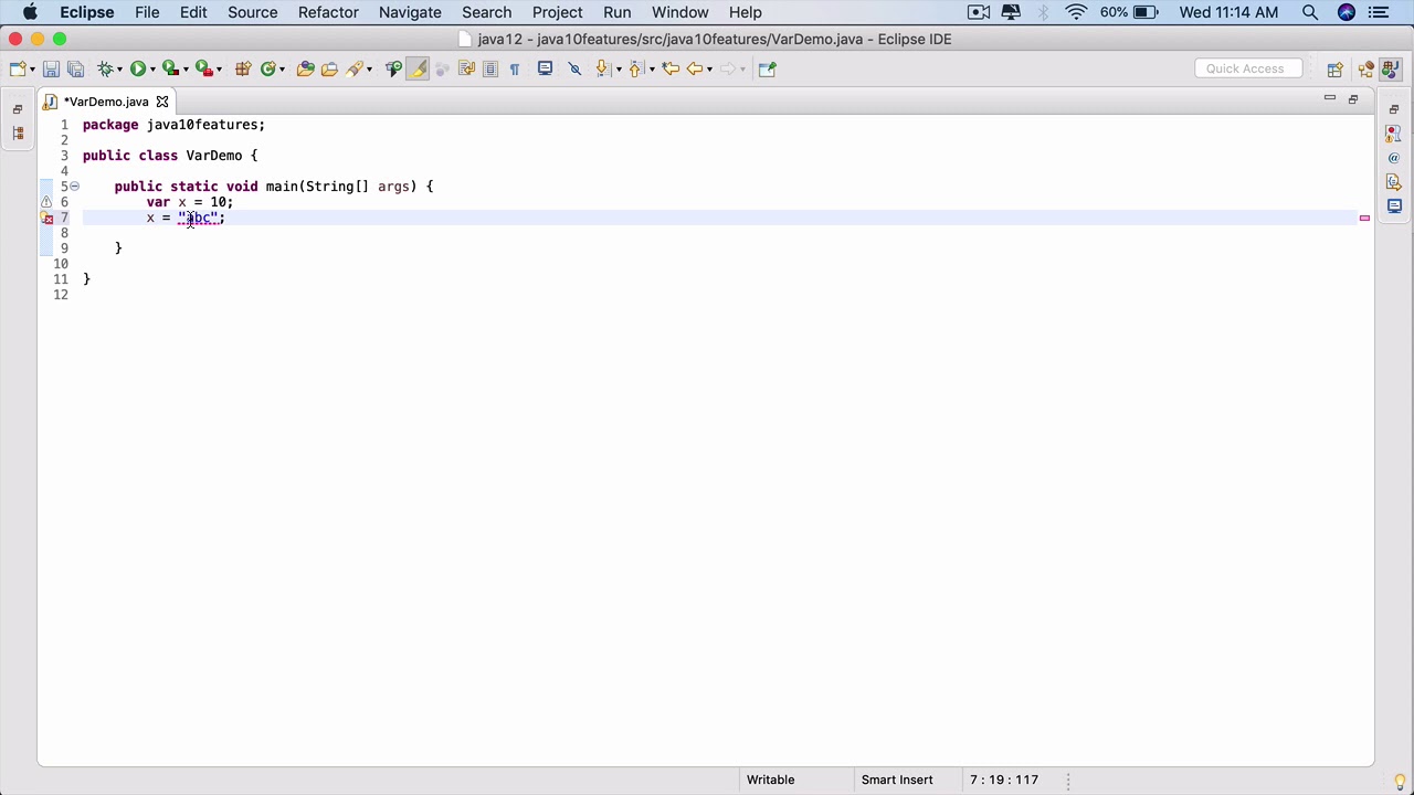 Java 10 Features - var declaration