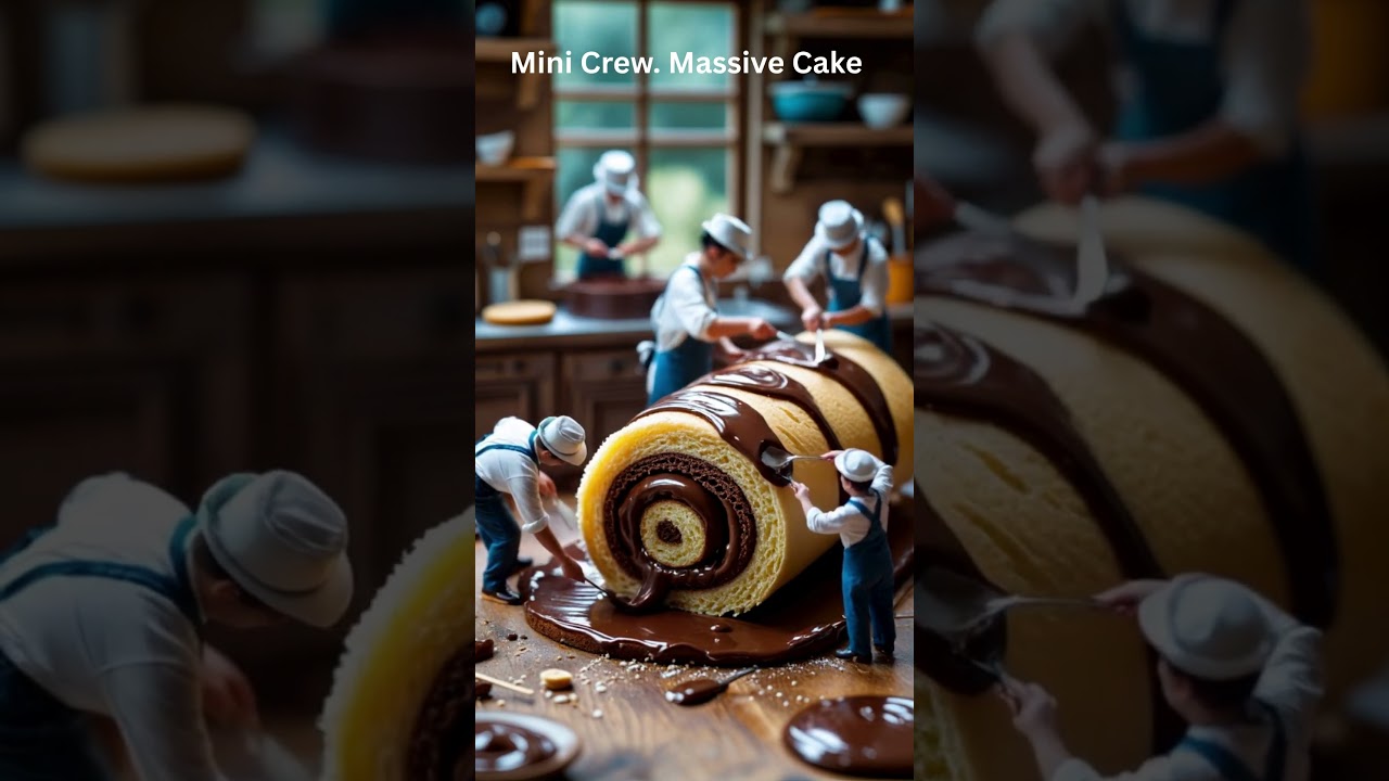 Hyper Realistic Mini Workers Decorate Giant Cake – Unreal Detail!