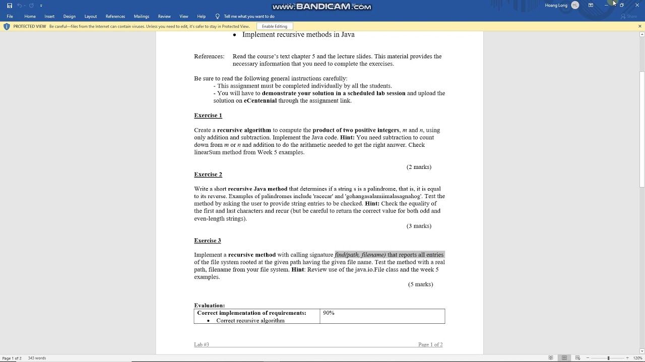 Lab Assignment #3 – Using Recursion