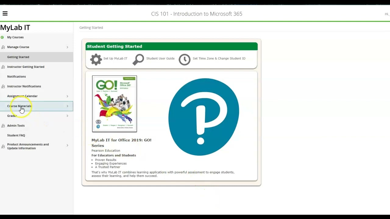 Pearson MyLab IT Instructions and Navigation