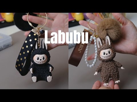 how to make a Labubu Keychain with air dry foam clay craft art Fondant tutorial #labubu