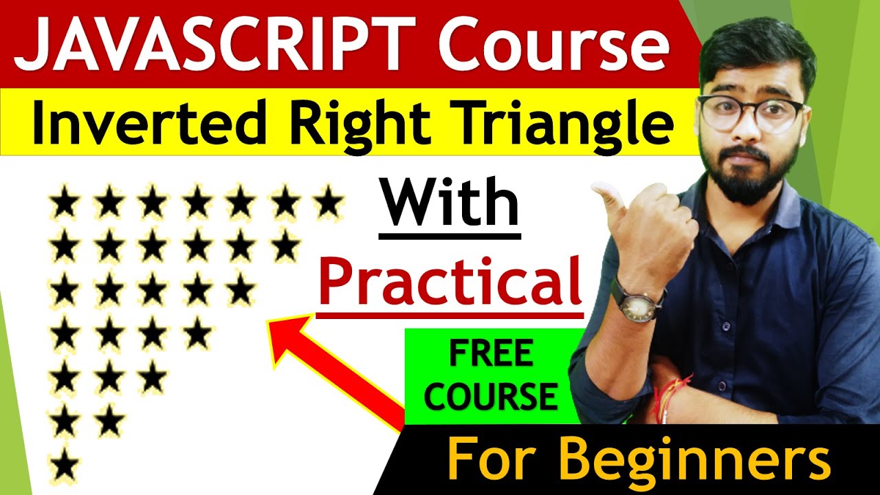JavaScript Star Pattern Program| Inverted Right Angle | JavaScript Tutorial